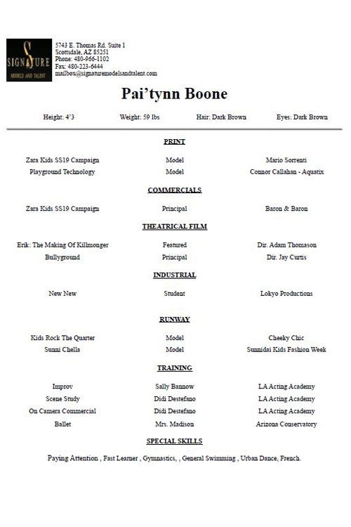 PAI'TYNN BOONE DOB: 10/28/2011 HAIR: BROWN EYES: BROWN